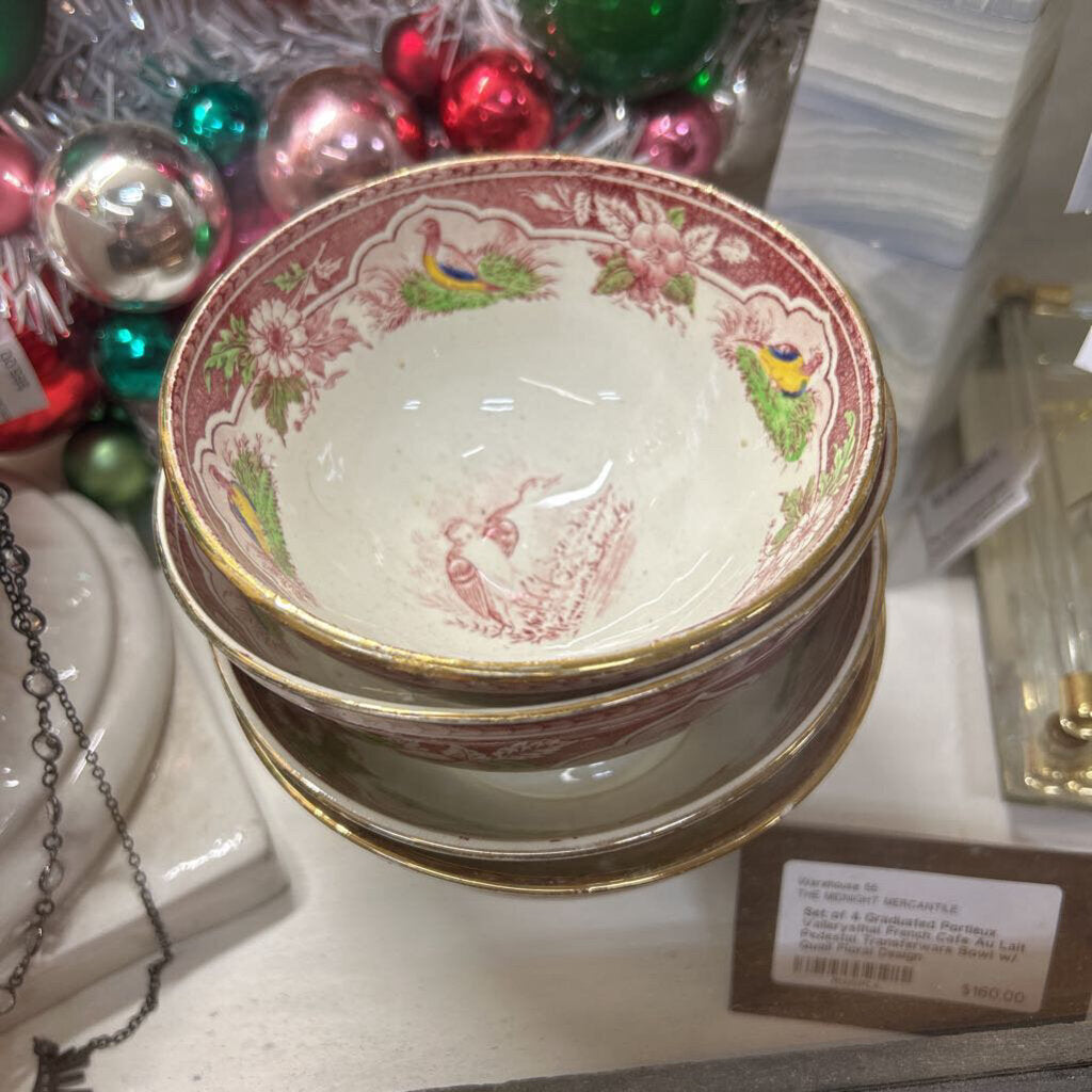 Set of 4 Graduated Portieux Vallerysthal French Cafe Au Lait Pedestal ...