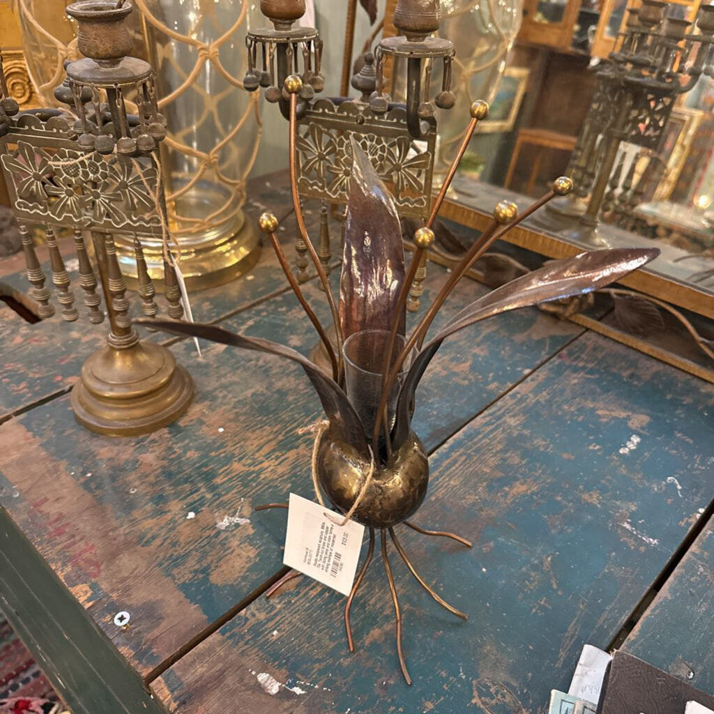 Studio metalwork sculpture, 1960s-70s. Torch-cut brass and copper with ...